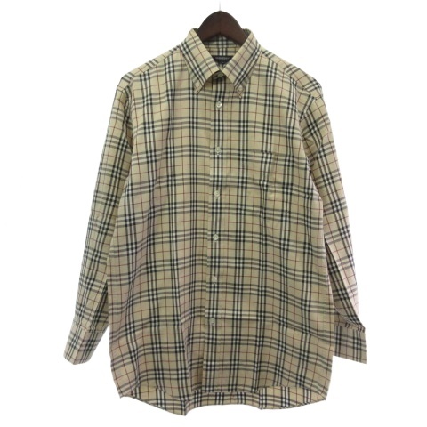 【中古】バーバリー ロンドン BURBERRY LONDON ボタンダウンシャツ ノバチェク 長袖 ベージュ M