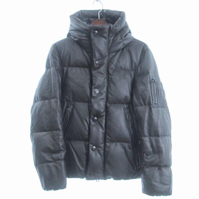 【中古】ナノユニバース nano universe 西川ダウン ラムレザー ダウンジャケット ジップアップ 668-0214007 黒 S