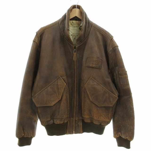 【中古】ヴィンテージ VINTAGE aviation usaf フライトジャケット レザー ショート丈 茶 ブラウン /AE メンズ