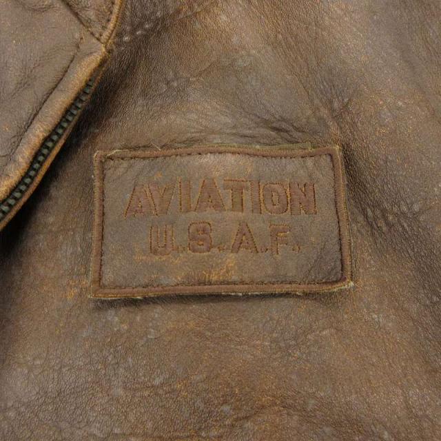 【中古】ヴィンテージ VINTAGE aviation usaf フライトジャケット レザー ショート丈 茶 ブラウン /AE メンズ 中古】ヴィンテージ VINTAGE aviation usaf フライトジャケット レザー