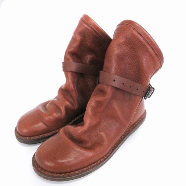 【中古】トリッペン trippen BOMB ボム レザーブーツ ショート ベルト 無地 茶 ブラウン 38 24.5cm位 レディース