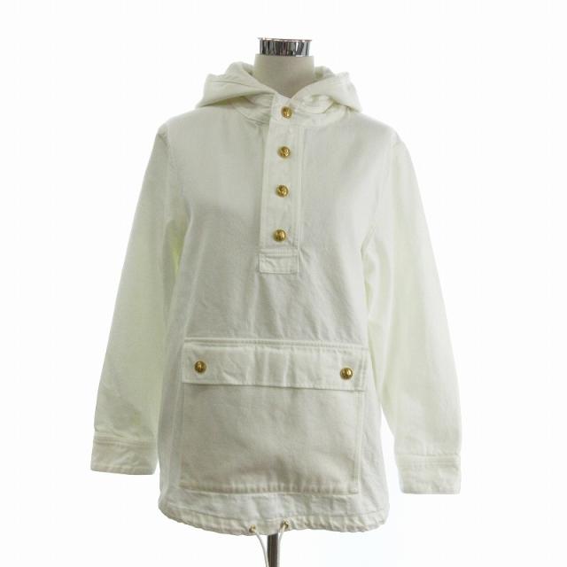 【中古】セリーヌ アノラック セーラーパーカー ジャケット プルオーバー イカリボタン 2W393385O 白 34 ☆AA★