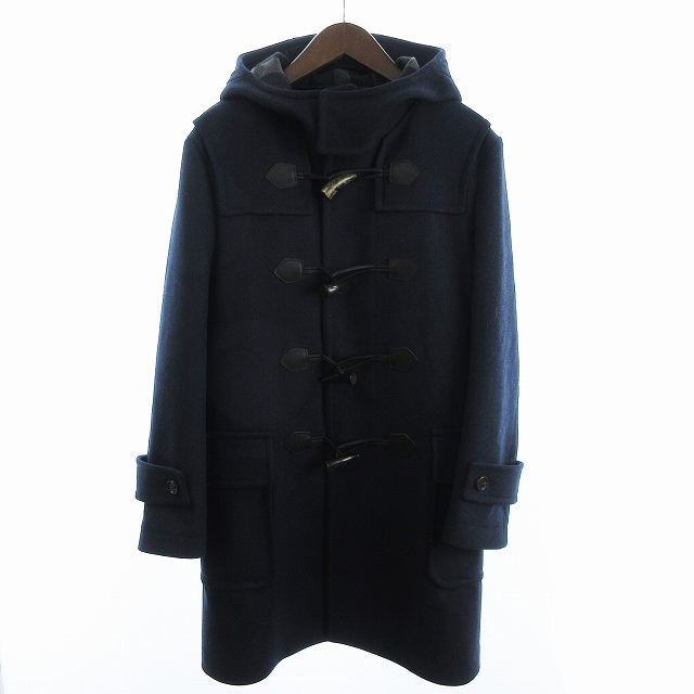 【中古】ブラックレーベルクレストブリッジ ダッフルコート ミドル丈 裏地チェック 51B60-205-28 ウール ネイビー M