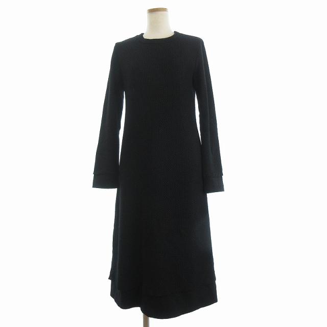 【中古】トリココムデギャルソン ワンピース ロング フェイクレイヤード クルーネック ニット 長袖 黒 ブラック