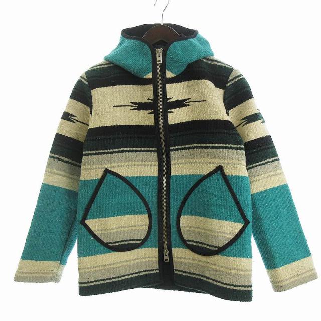 【中古】ムーチョ ブエノ MUCHO BUENO メキシカンラグジャケット パーカー ネイティブ柄 ジップアップ M 青 ブルー