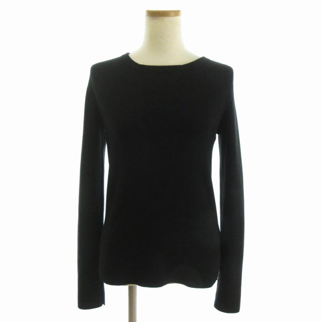 【中古】ドゥーズィエムクラス セーター ニット 長袖 クルーネック シルク カシミヤ混 無地 黒 ブラック レディース