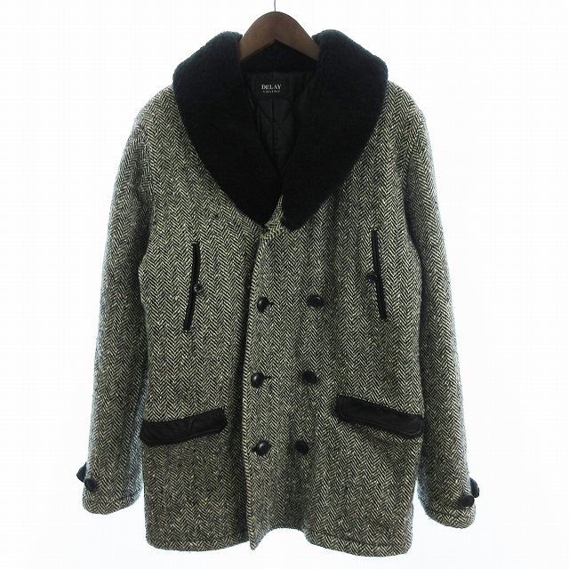 【中古】ディレイ バイ ウィン&サンズ ムートンジャケット ダブル ヘリンボーン DW13-JK-001 ウール グレー 4 ■FF