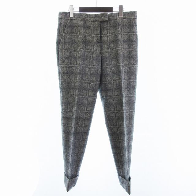【中古】ジョルジオアルマーニ パンツ スラックス ジップフライ ダブル チェック ウール グレー 42 メンズ
