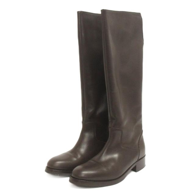 【中古】コルソローマ ノーヴェ CORSO ROMA 9 ロングブーツ バックジップ レザー FR-907 茶 ブラウン 36 レディース
