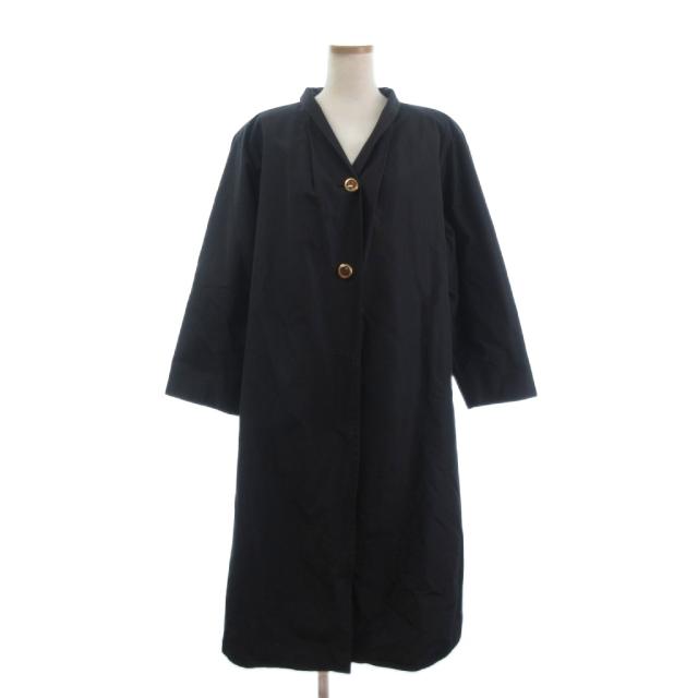 【中古】ヘルノ HERNO コート シルク スカーフ裏地 イタリア製 紺 ネイビー レディース