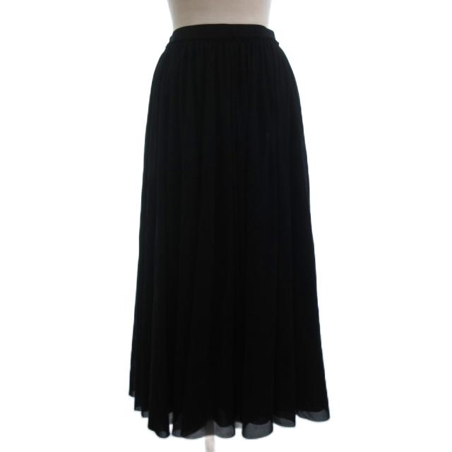 【中古】ジルサンダー JIL SANDER 美品 シアーロングスカート フレア JSCQ725016WQ46780801 ナイロン 黒 ブラック 36 レディース