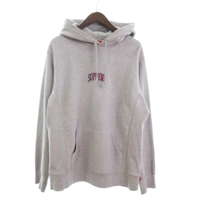 【中古】シュプリーム Glitter Arc Hooded Sweatshirt パーカー フーディー スウェット 裏起毛 ラメ ロゴ グレー L