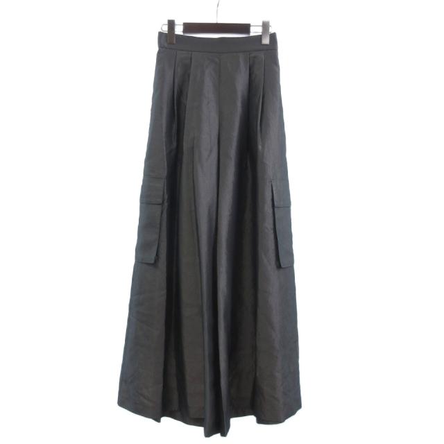 【中古】リグ Lig. ワイドカーゴパンツ ウエストゴム 237-055 シルバーカラー 38 レディース