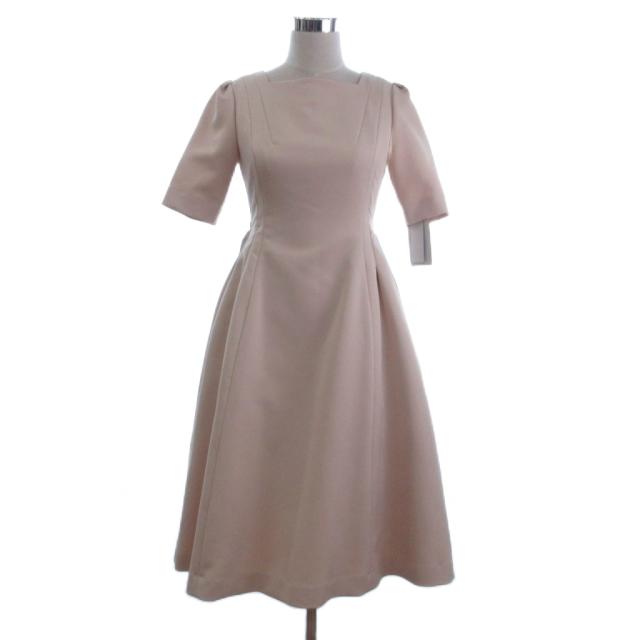 【中古】未使用品 セルフォード タグ付き トリプルクロスフレアワンピース 半袖 ロング丈 ベージュ 38 レディース