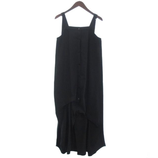 【中古】アンスリード UN3D. タック ロングシャツ キャミワンピース 黒 ブラック 38 M-L位 レディース