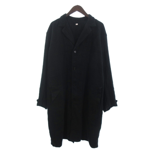 【中古】ウティ OUTIL ロングコート シルク混 リネン混 無地 ダークグレー 3 メンズ