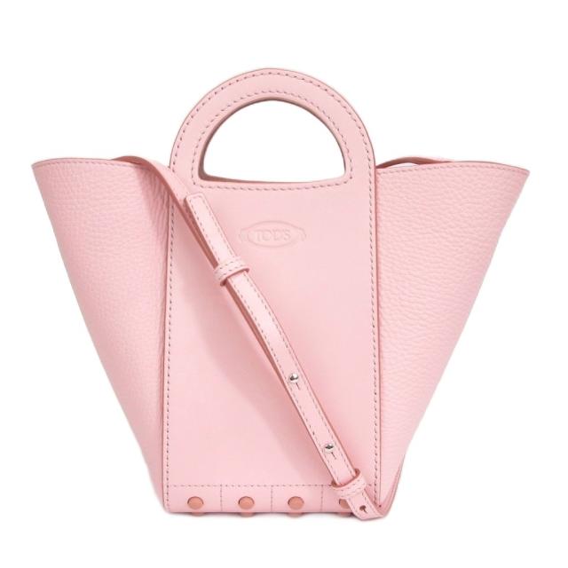 【中古】トッズ 美品 ゴンミーニ ミニ クロスボディ 2WAY ショルダーバッグ ハンド レザー 斜め掛け ピンク 鞄