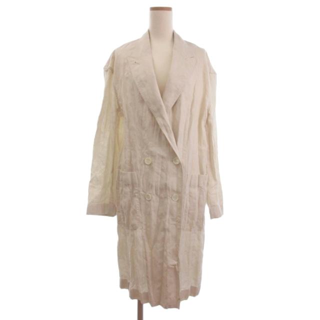 【中古】アクネ ストゥディオズ Acne Studios ダブルブレトリネンコート ロング 無地 アイボリー 32 レディース