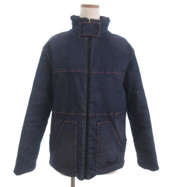 【中古】フェンディ JEANS リバーシブル デニムジャケット フルジップ 総柄 ロゴ インディゴ 青 黒 42 ☆AA★