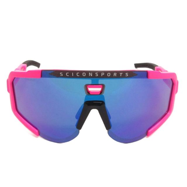【中古】美品 シーコン Aeroscope 偏光サングラス スポーツサングラス ブルーレンズ ピンク アイウェア メンズ