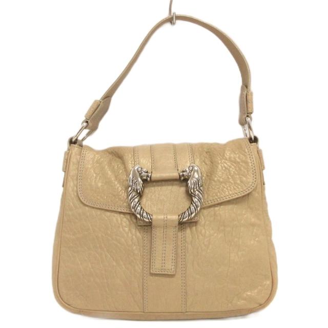 【中古】ブルガリ レオーニ ワンショル ショルダーバッグ 肩がけ ライオン レザー AX L10 33221 ベージュ 鞄 レディース