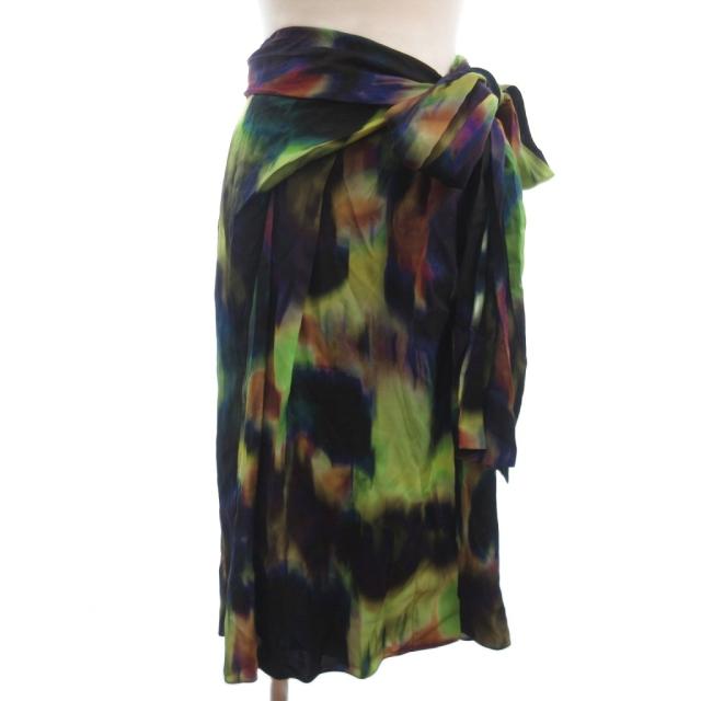 【中古】ドリスヴァンノッテン DRIES VAN NOTEN ラップスカート 巻き ミモレ丈 スカーフドッキング マルチカラー 36 ☆AA★ レディース