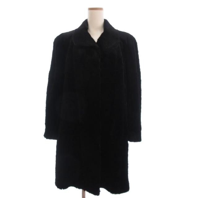 【中古】ギラロッシュ Guy Laroche Paris 毛皮コート ロング丈 ファー シェアードミンク 黒 ブラック F レディース