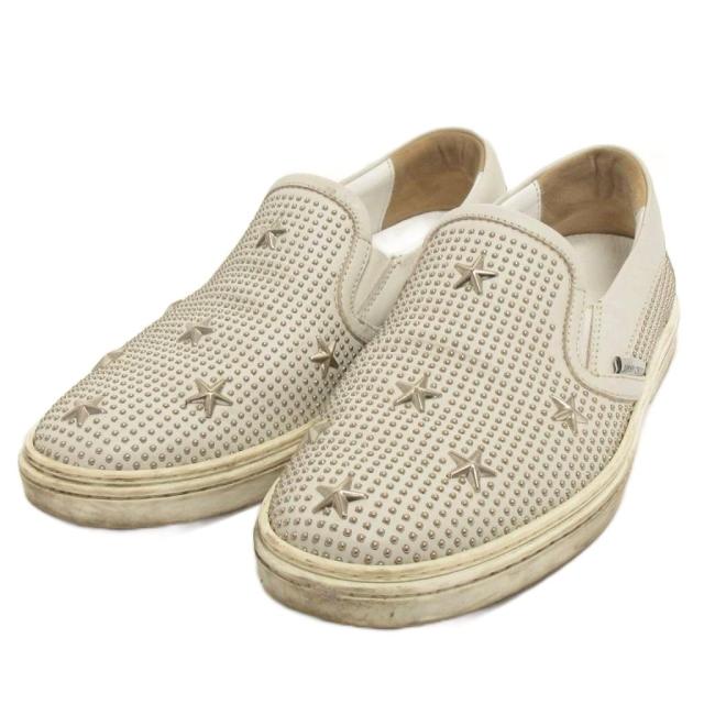 【中古】ジミーチュウ JIMMY CHOO スリッポン スニーカー スタッズ スター 白 ホワイト 40 メンズ