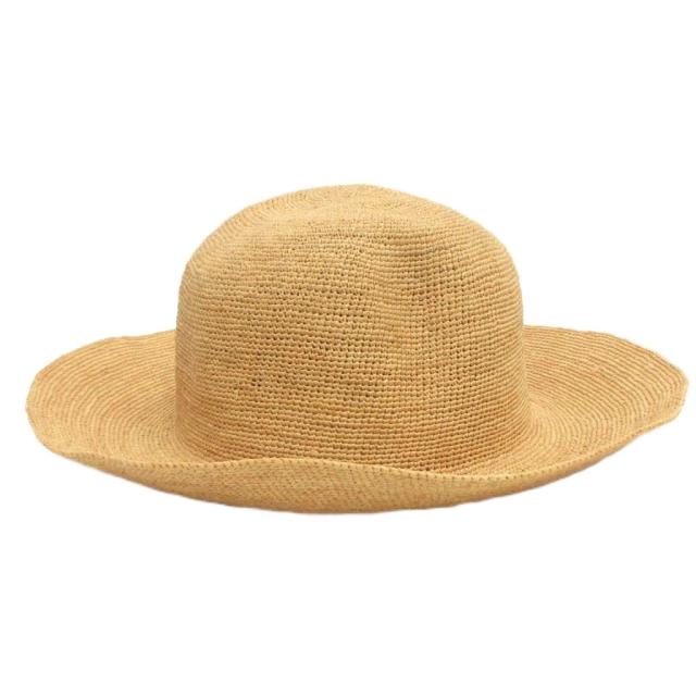 【中古】マックスマーラ MAX MARA 美品 麦わら帽子 ラフィア ハット ベルト付き ベージュ 58?p レディース