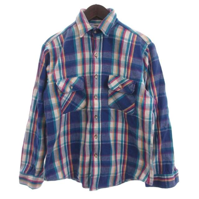 【中古】ファイブブラザー FIVE BROTHER 70年 80年代 ネルシャツ 長袖 厚手 チェック マルチカラー M