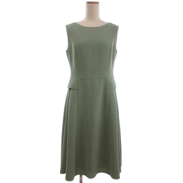 【中古】ルネ Rene 22年製 ノースリーブ ワンピース タック フレア グリーン系 38 レディース