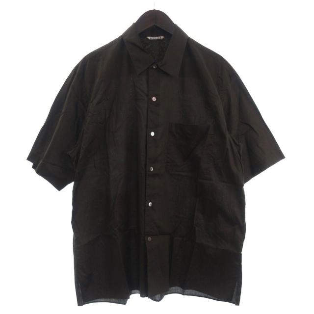 【中古】オーラリー 25SS WASHED FINX TYPEWRITER SHIRT シャツ 半袖 A25SS03TL ダークブラウン 5 メンズ