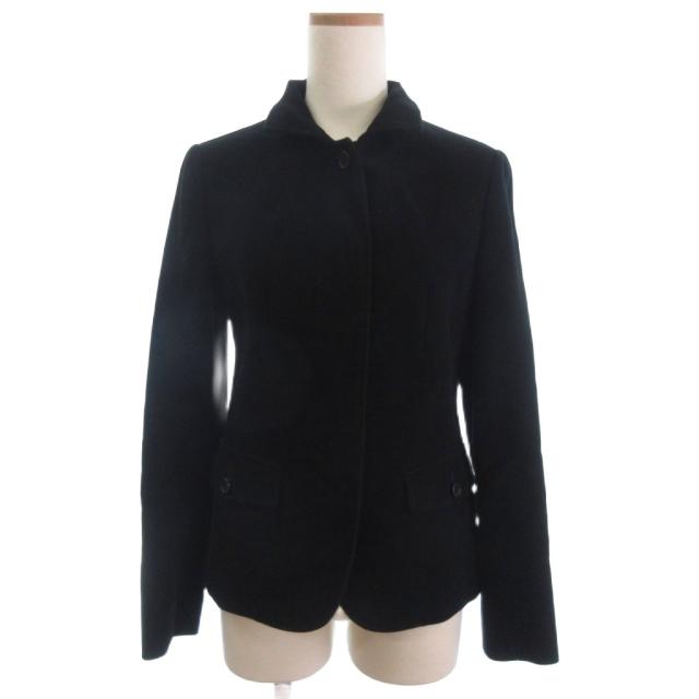 【中古】バーバリー ロンドン ジャケット ブルゾン 比翼ボタン 裏地ノバチェック 黒 ブラック 38 レディース