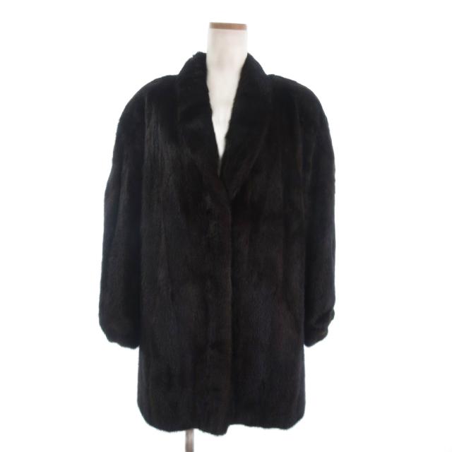 【中古】サガミンク SAGA MINK 銀サガ ミンクファー 毛皮コート ミドル丈 ダークブラウン 11 ■SK