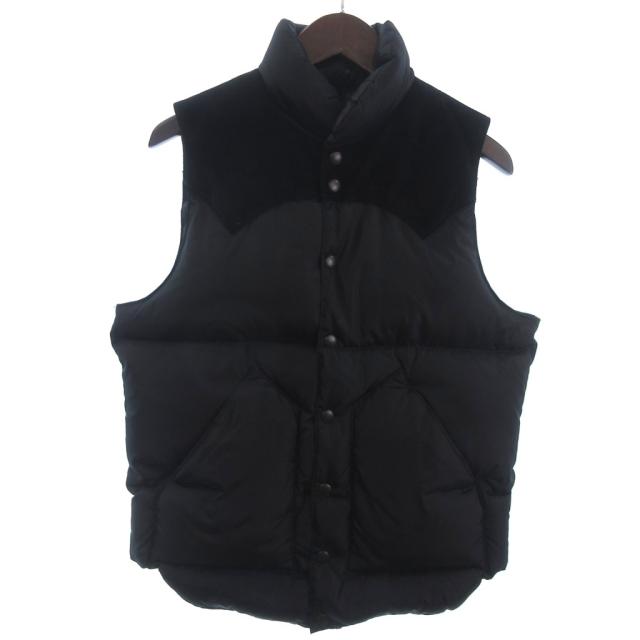 【中古】ロッキー マウンテン フェザーベッド ダウンベスト クリスティベスト ナイロン スエード 黒 ブラック 36