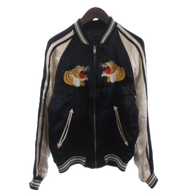 【中古】アヴィレックス リバーシブル スーベニアジャケット スカジャン フルジップ 虎 刺繍 アローポケット 黒 M
