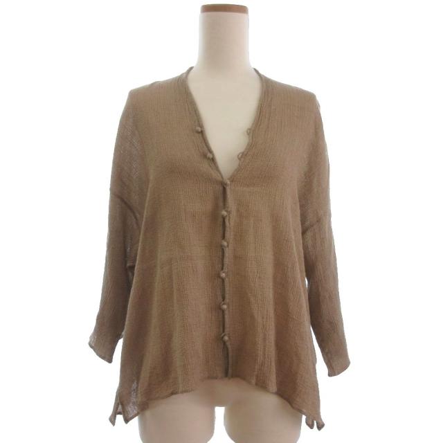 【中古】ヨーガンレール カーディガン 羽織 縮み コットン シルク混 七分袖 J0132FJ801 ベージュ系 M レディース