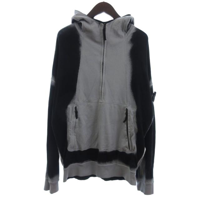 【中古】ストーンアイランド STONE  ハーフジップ フーディー パーカー 7815628T2 グレー ブラック XL メンズ