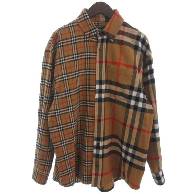 【中古】バーバリー ゴーシャラブチンスキー オーバーサイズ ネルシャツ ノバチェック ベージュ系 S ☆AA★ メンズ