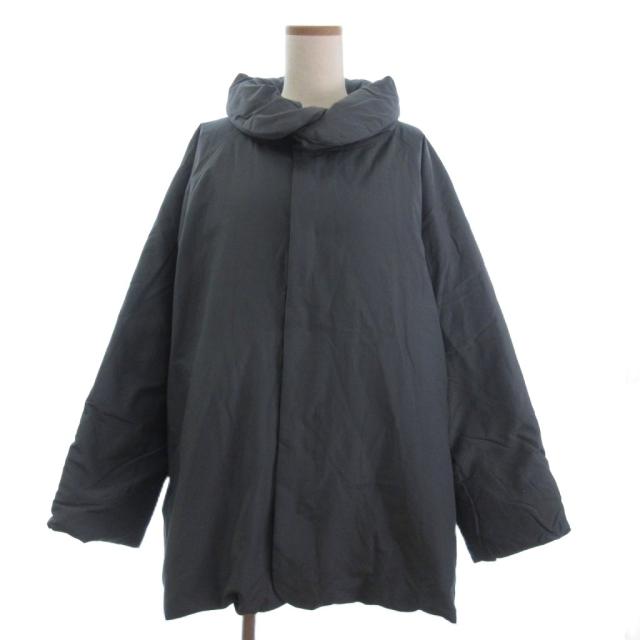 【中古】ヨーガンレール コットンシルクダウンジャケット ブルゾン ボリューム襟 ボタン 緑系 M