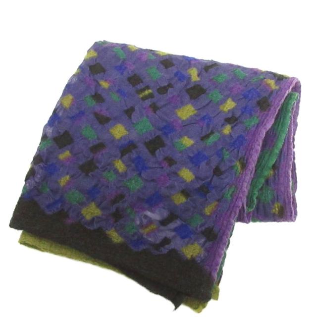 【中古】ヨーガンレール JURGEN LEHL ストール マフラー ウール J0124ESF81 総柄 紫 パープル 小物 レディース