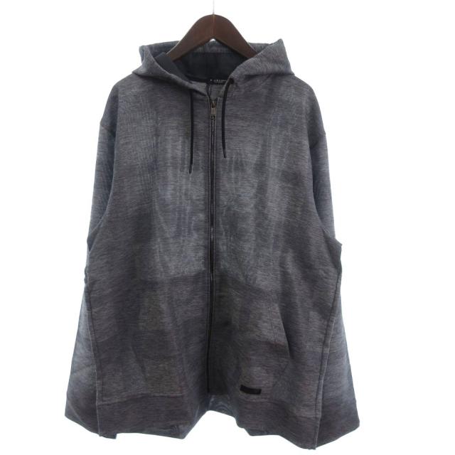 【中古】未使用品 ブラックレーベルクレストブリッジ タグ付き ジップパーカー 長袖 フルジップ 格子模様 グレー 4L