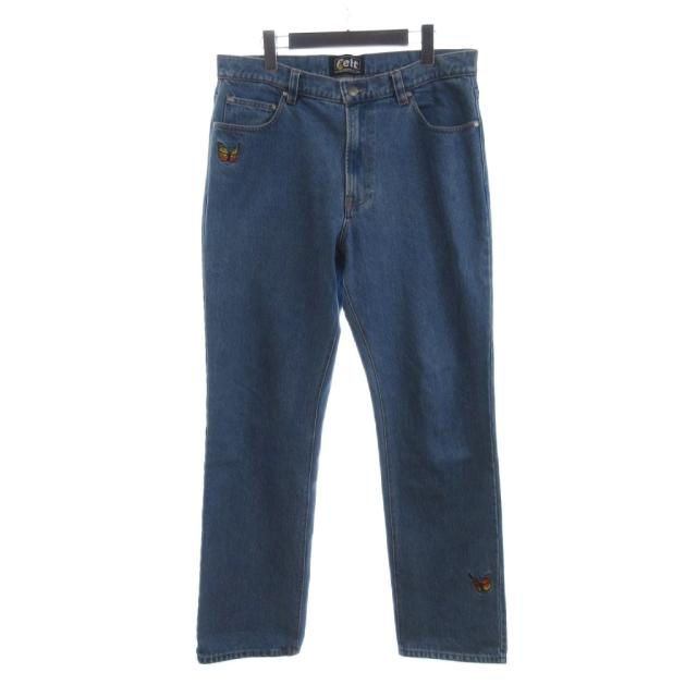 【中古】スビ フェルト BUTTERFLY DENIM PANTS デニム パンツ ジーンズ ジップフライ 刺繍 蝶 インディゴ ブルー 34