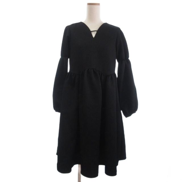 【中古】ルシェルブルー マトラッセ ジャガード ドレス ワンピース 25A65617 ブラック 36 レディース