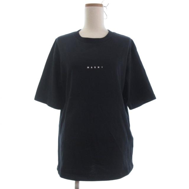 【中古】マルニ MARNI Tシャツ カットソー 半袖 ロゴプリント 黒 ブラック 38 レディース