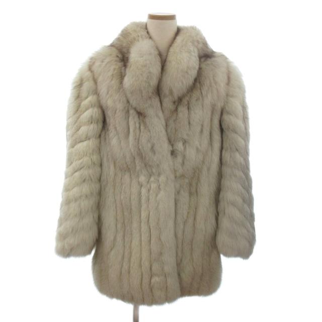 【中古】エンバ EMBA 毛皮コート ミドル丈 フォックスファー ベージュ 0s レディース