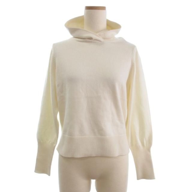 【中古】未使用品 アナイ タグ付き パーカー カットソー ニット地 カシミヤ混 白 ホワイト 38 レディース