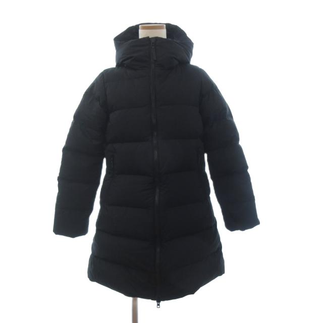 【中古】ザノースフェイス ウインドストッパーダウンシェルコート フルジップ ミドル丈 フーディ NDW91864 黒 S