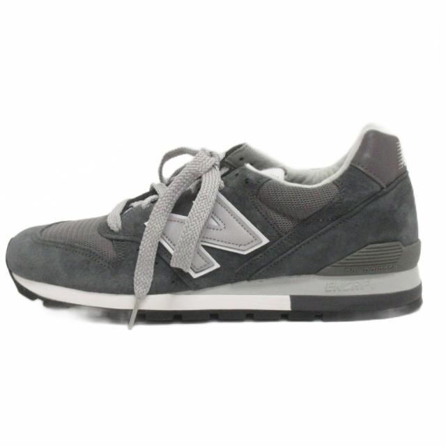 【中古】未使用品 ニューバランス タグ付き USA製 スニーカー ローカット ピンバッチ付き スエード グレー 26.0cm