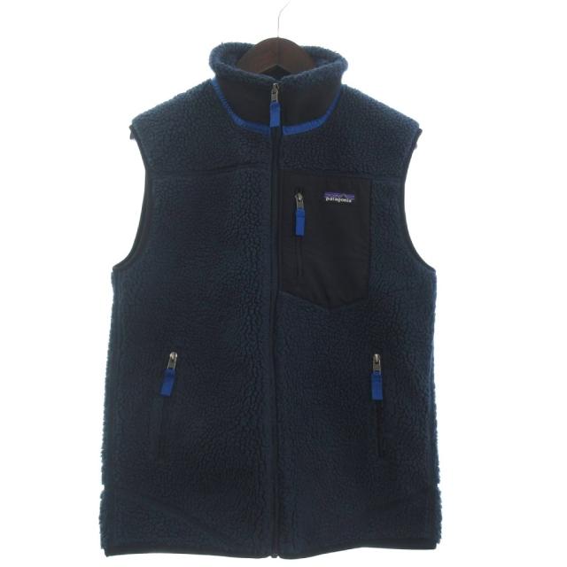 【中古】パタゴニア Patagonia クラシック レトロX ベスト ボア ハイネック ロゴ 23048FA 紺 ネイビー S メンズ